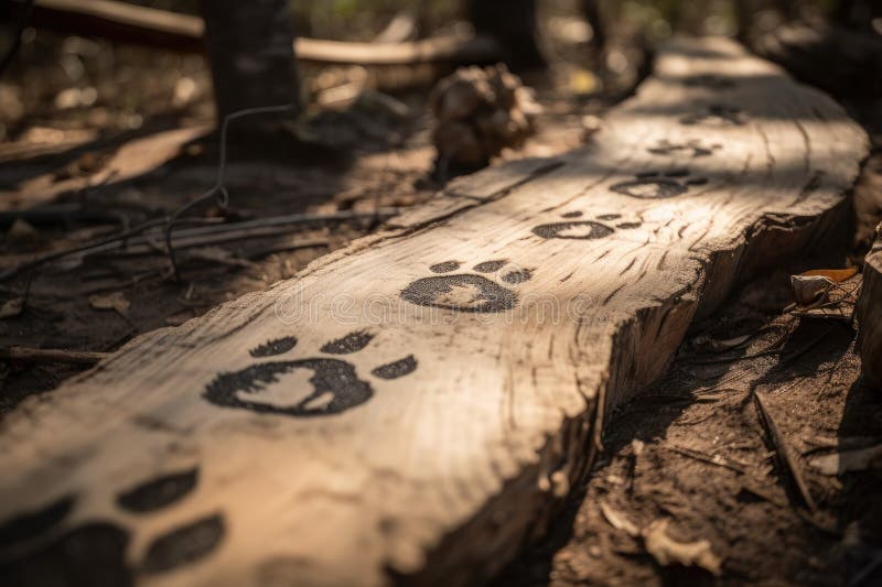 Close-up of Animal Tracks and Signs, with the Focus on One Specific Set ...