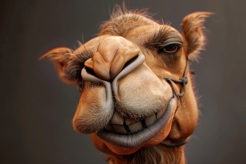 Close-up of Animated Cartoon Camel with Humorous Expression Stock ...