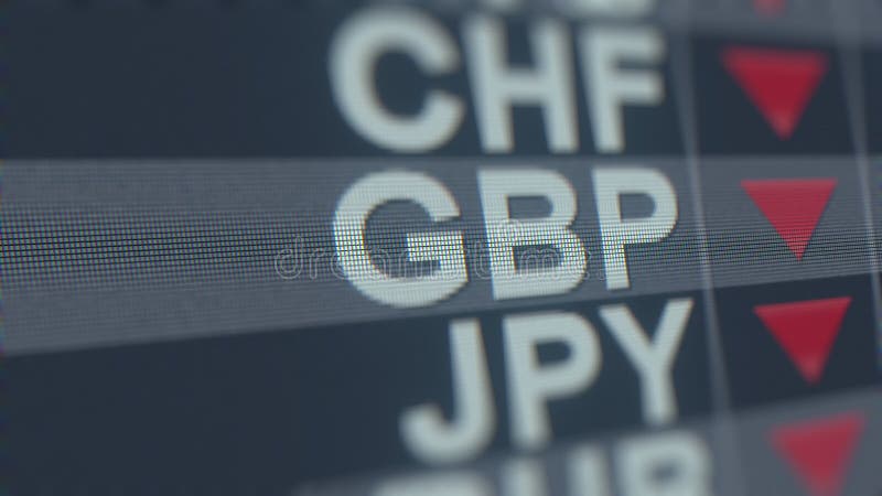 Decreasing British Pound Sterling Exchange Rate Indicator on Computer ...