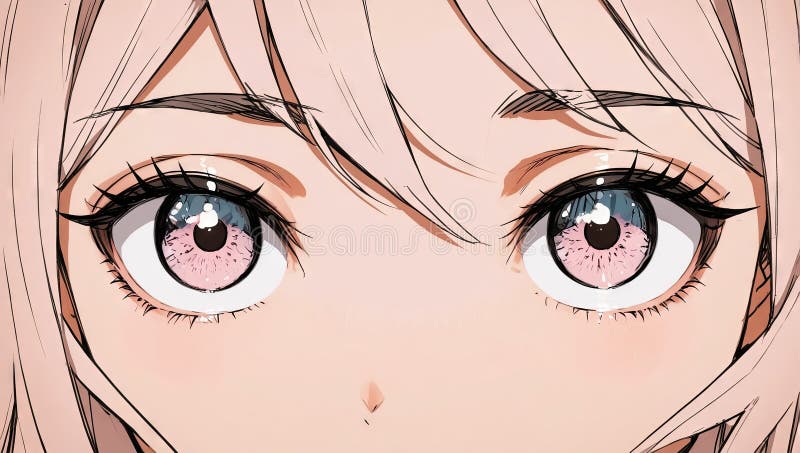 Close-Up Anime Character Eyes with Star Pupils. Anime Style Stock Image ...
