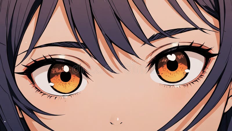 Close-Up Anime Character Eyes with Star Pupils. Anime Style Stock Image ...