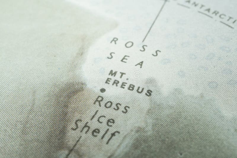 Close-up of Annotated Antarctica Map Showing Ross Sea, Mount Erebus ...