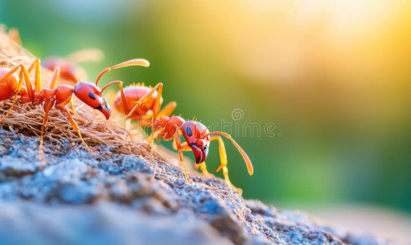 A Close-up of an Ant Exploring a Rocky Surface, Showcasing Its Vibrant ...