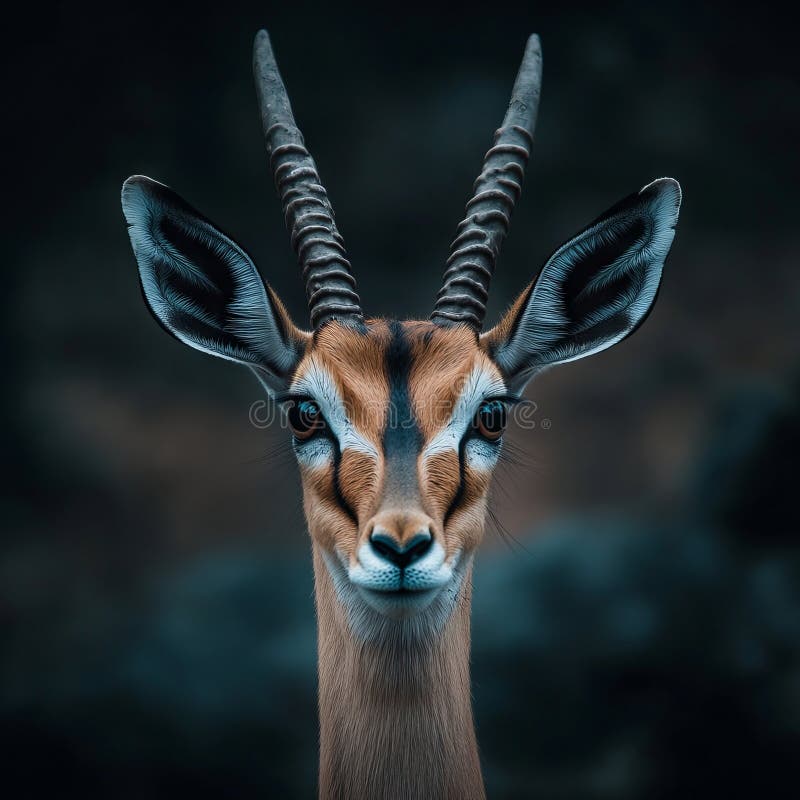 A Close Up of an Antelope with Long Horns Looking at the Camera Stock ...