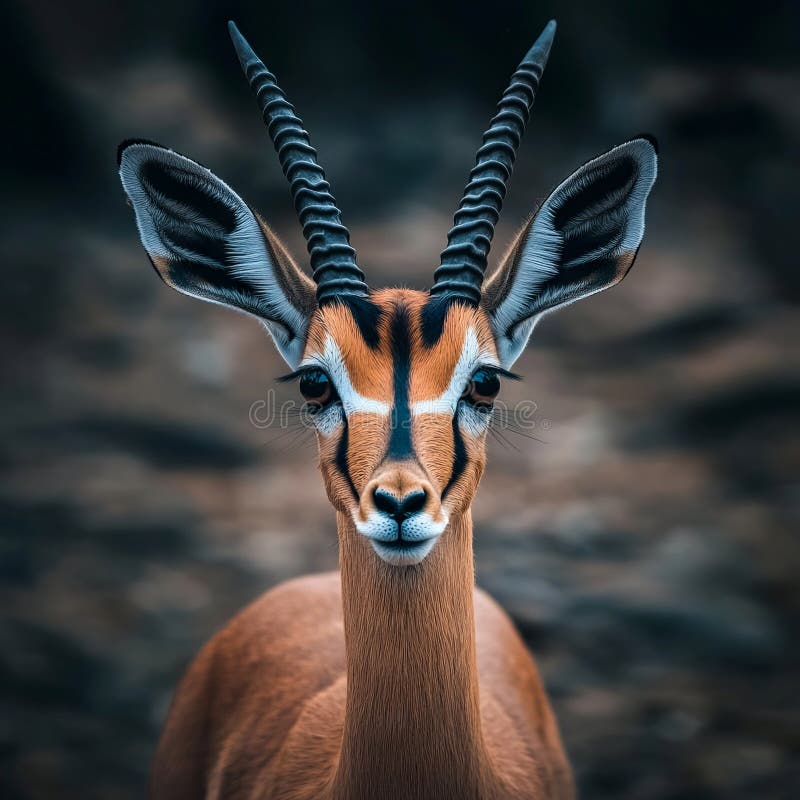 A Close Up of an Antelope with Long Horns Standing in the Dirt Stock ...
