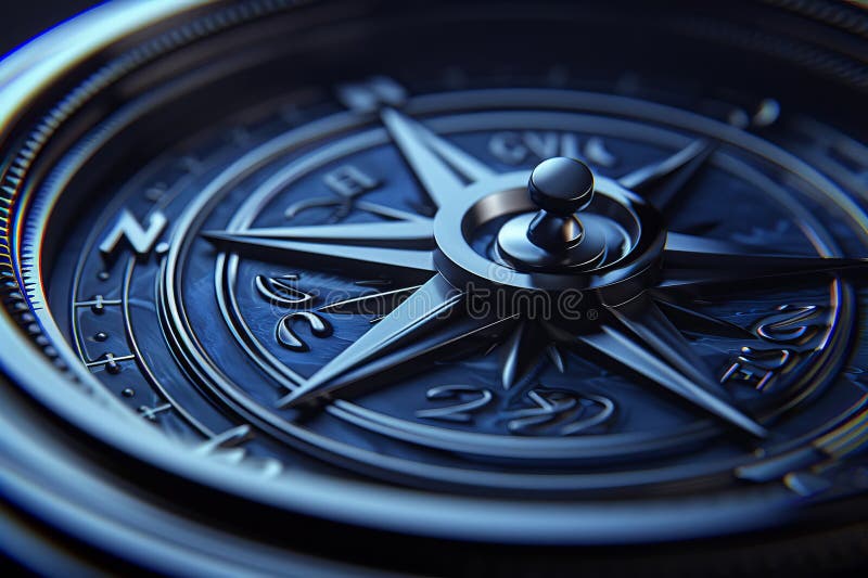 Close Up of an Antique, Blue Compass with Swirls and Numbers ...