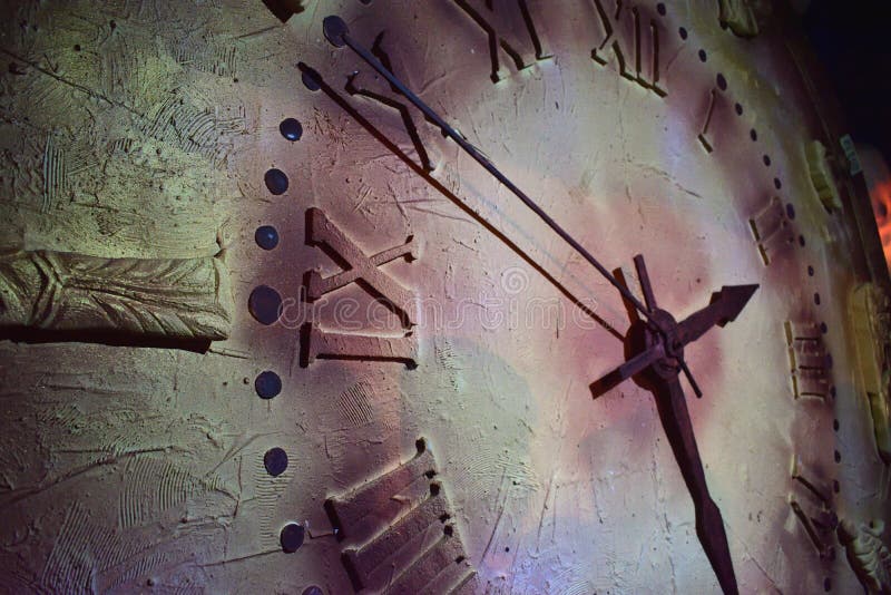 Close Up of an Antique Clock and the Time is almost Midnight. Concept ...