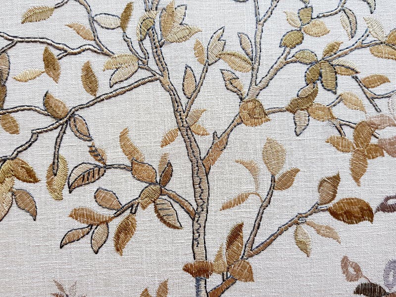 Close Up of an Embroidered Tree Design. Stock Illustration ...