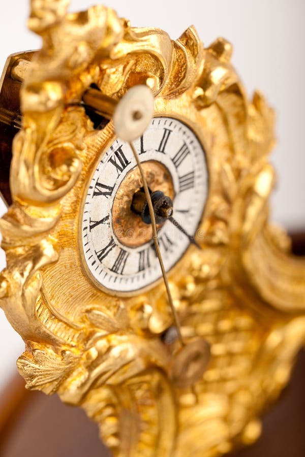 Detail of Antique Gold and Red Clock Stock Image - Image of white ...