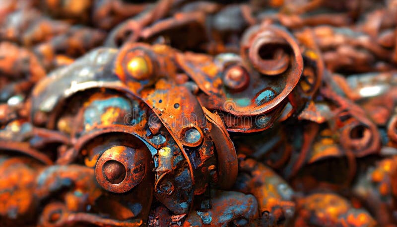 Close-up of Antique Metal-shaped Objects. Stock Illustration ...