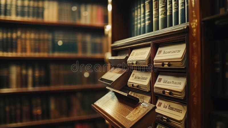 Close-up of Antique Wooden Library Card Catalog Stock Photo - Image of ...