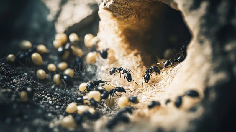 Close-up of Ants Working in an Intricate Underground Colony Stock Image ...