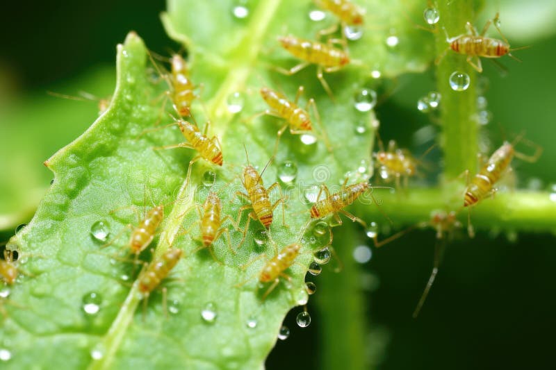 Close-up of Aphids Feeding on a Plant Leaf Stock Image - Image of ...
