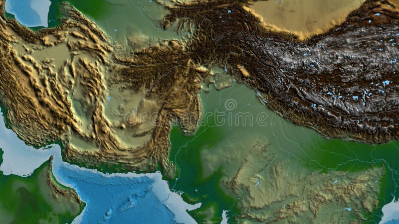 Pakistan Area. Physical Map Stock Illustration - Illustration of ...