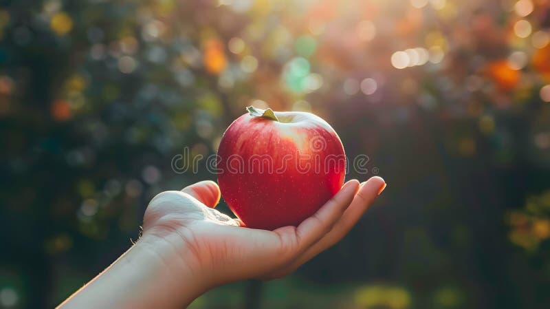 Close-up of an Apple in the Hand Stock Image - Image of concept, growth ...