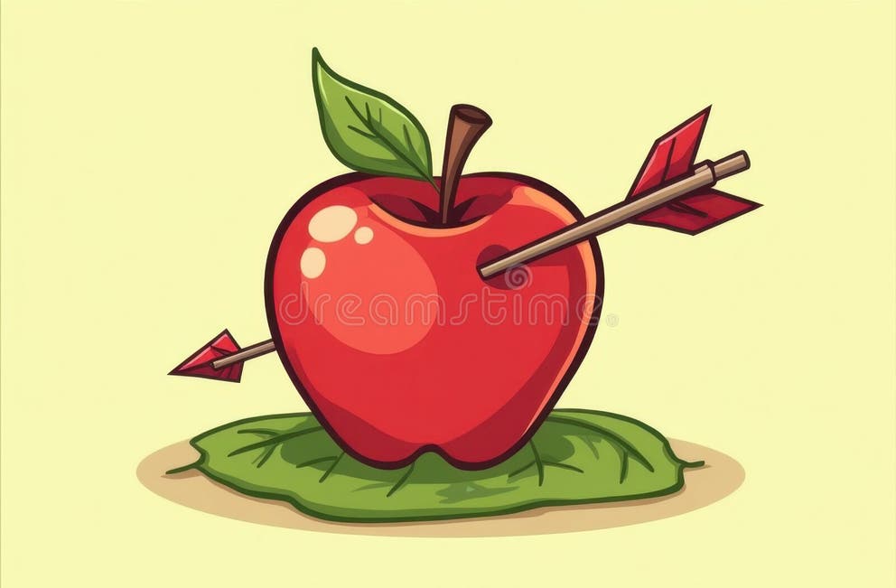 Close Up of an Apple Hit by Arrow at 25-1-2025 Stock Illustration ...