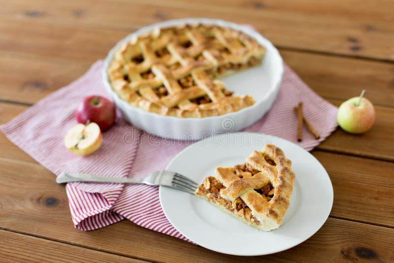 Close Up of Apple Pie and Fork on Plate Stock Image - Image of dessert ...