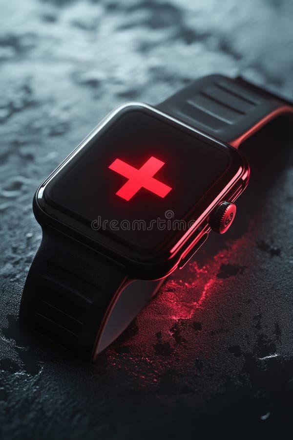 A Close-up of an Apple Watch with a Red Cross Alert on the Screen ...