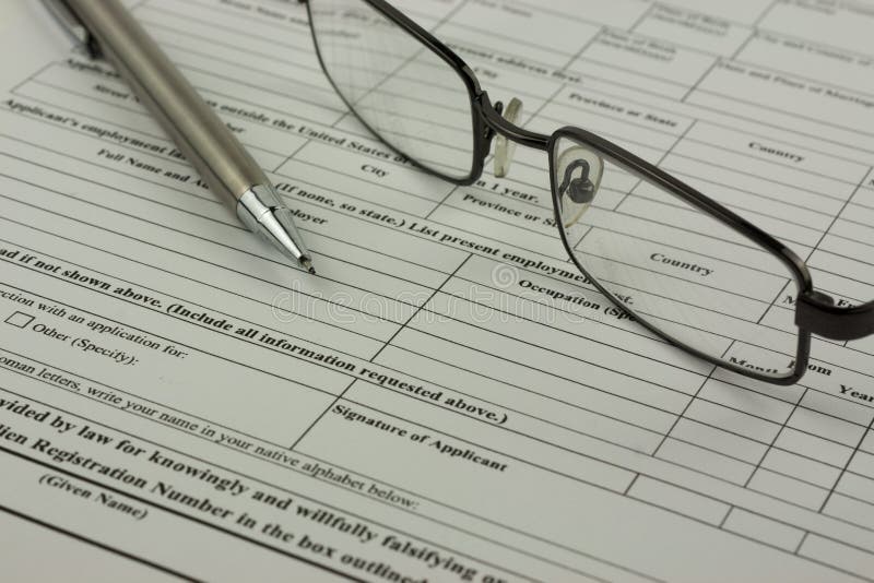 Close Up of an Application Form Stock Image - Image of application ...