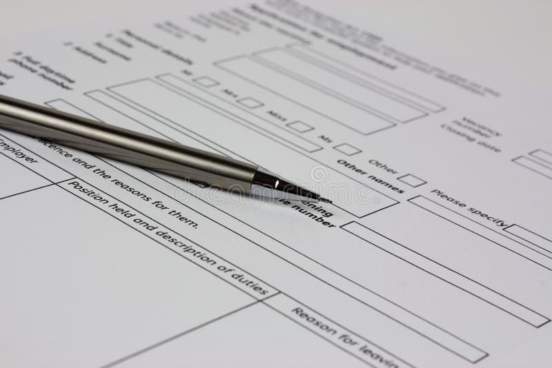 Close Up of an Application Form Stock Image - Image of closeup ...