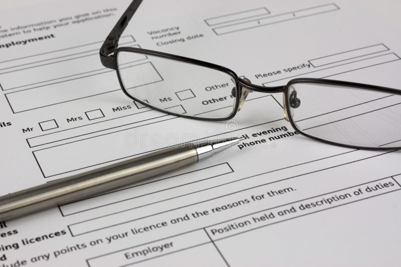 Close Up of an Application Form Stock Image - Image of ballpoint ...