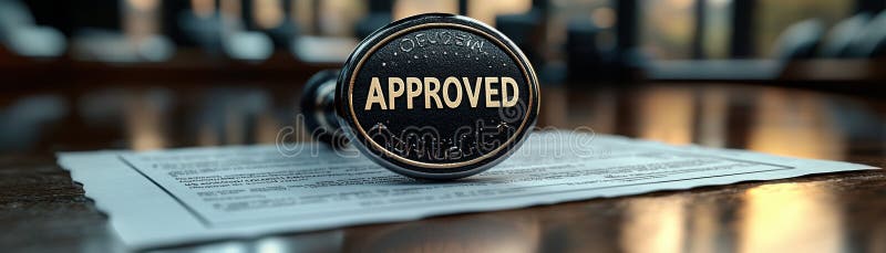 Close Up of Approved Stamp on Paperwork, Symbolizing Successful ...