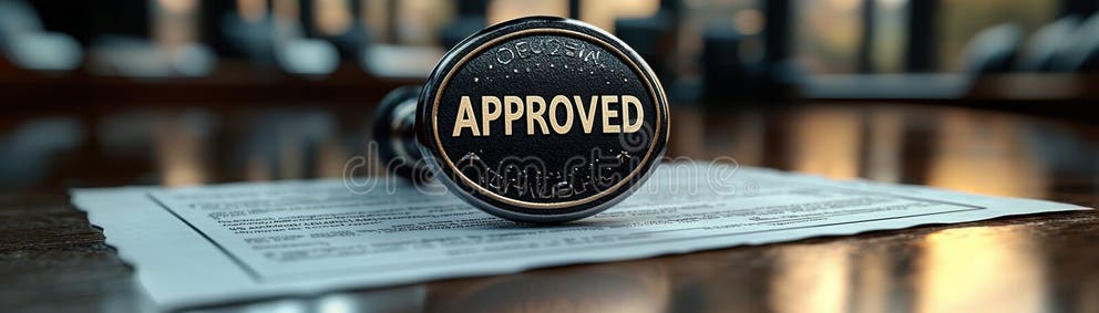 Close Up of Approved Stamp on Paperwork, Symbolizing Successful ...