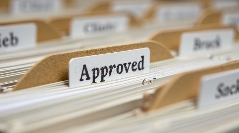 Close-Up of Approved Tab in Organized File Index System Stock ...