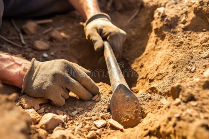 Close-up of an Archaeologists Excavating Tool in the Ground Stock Photo ...