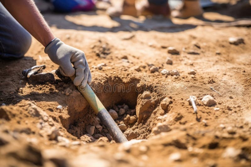 Close-up of an Archaeologists Excavating Tool in the Ground Stock Photo ...