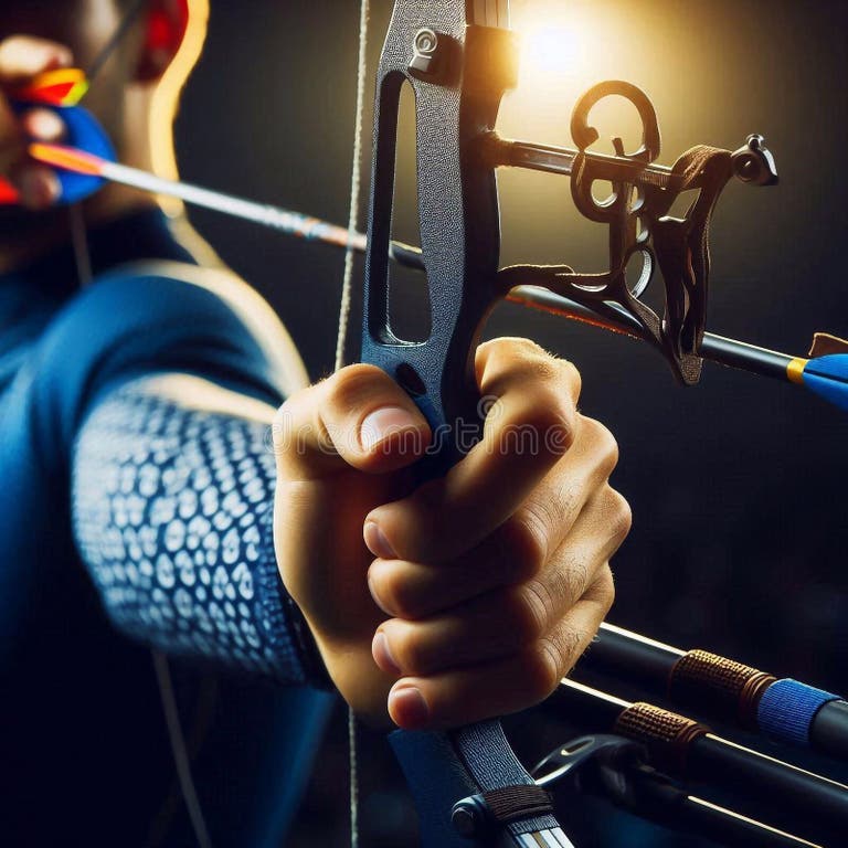 A Close-up of an Archer S Precise Hand on a Bowstring, Embodying ...