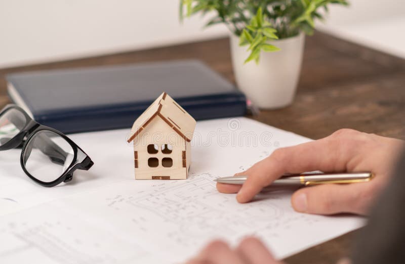 Close Up on Architect Drawing a Construction Project (plan, Compass ...