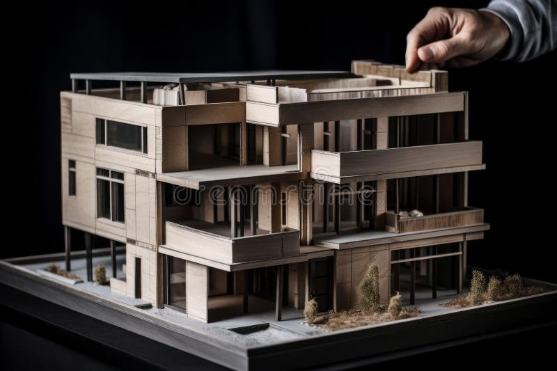Close Up of an Architect or Engineer Making a Model House. Generative ...