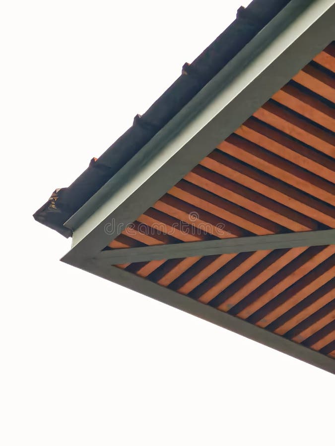Close-Up of Architectural Ceiling Design with Wooden Slats and Metal ...