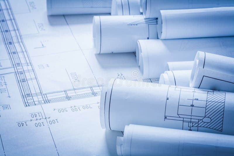 Close Up of Architecture Construction Plans Stock Image - Image of ...