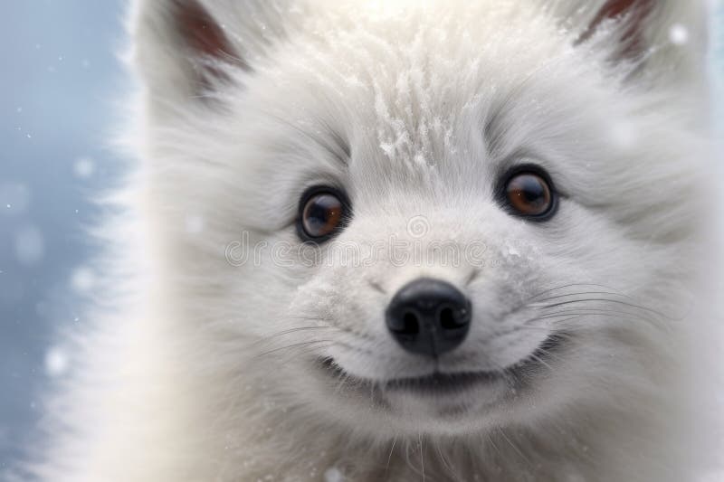 Close-up of an Arctic Foxs Face with Snow on Its Nose Stock Image ...