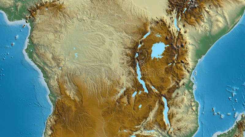 Democratic Republic of the Congo Area. Relief Map Stock Illustration ...