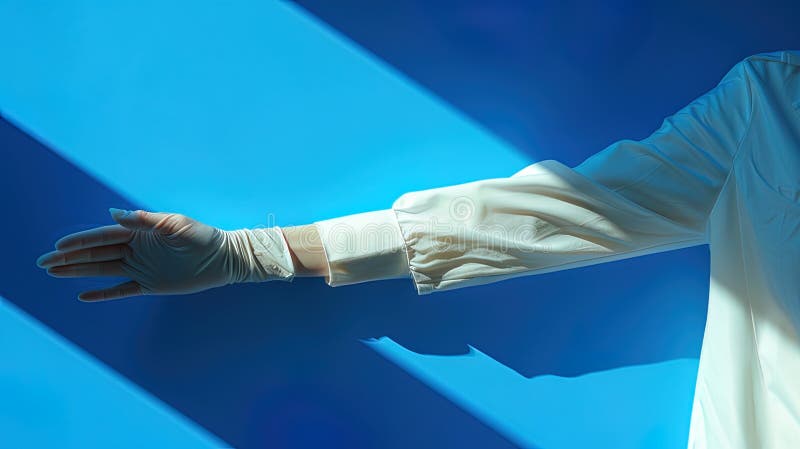 Close-up of an Arm Extending with a Light Blue Microfiber Cloth ...
