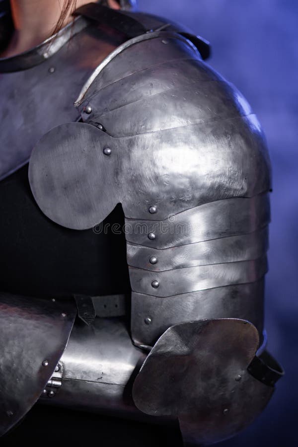 Close-up of Armor, Knight S Steel Hands on an Abstract Background Stock ...
