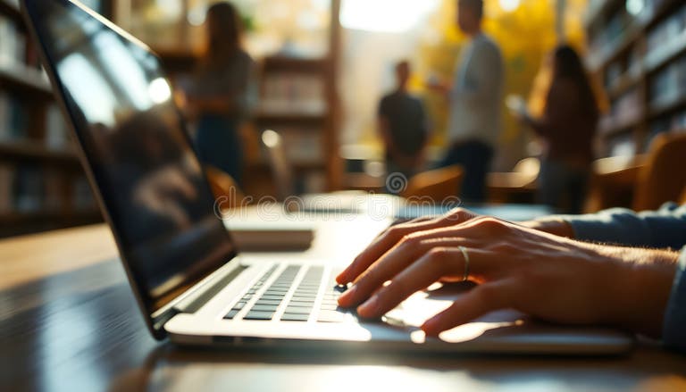 Close-up of Arms Typing on Laptop Keyboard. Students Studying in ...