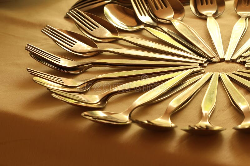 Close-up of Arranging Spoon and Fork Stock Photo - Image of breakfast ...