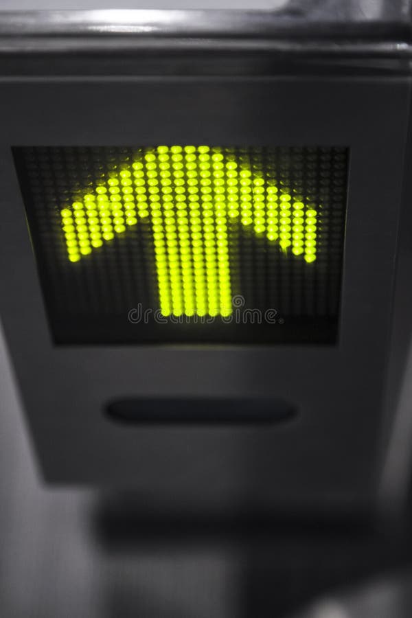 Close Up Arrow on Automatic Entrance Ticket for Public Train Stock ...