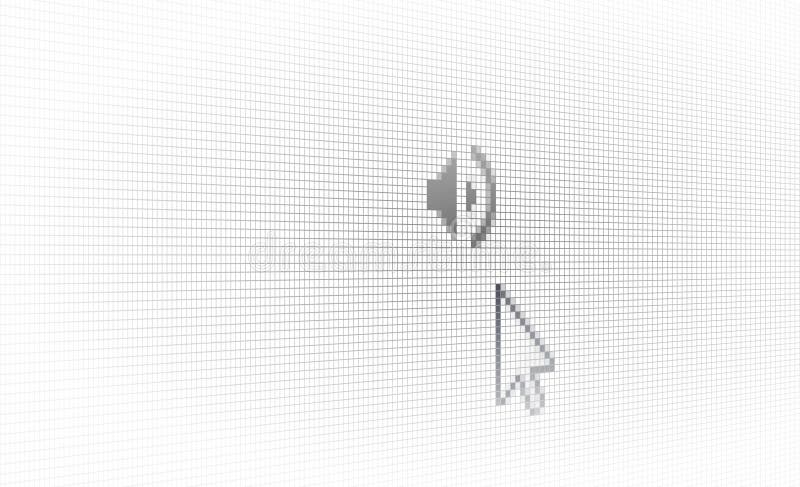 Close Up Arrow Cursor and Site Sound Settings Icon Stock Vector ...