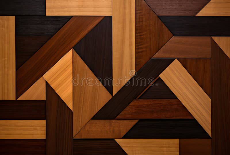 Art Deco Geometric Wood Pattern with Walnut, Cherry, White Oak, and ...