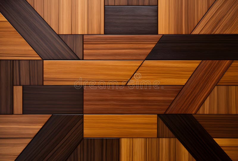 Art Deco Geometric Wood Pattern with Walnut, Cherry, White Oak, and ...