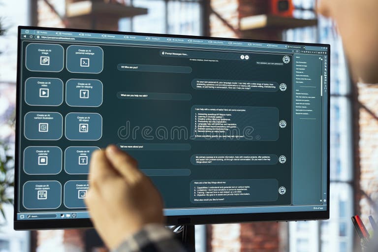 Close Up of Artificial Intelligence LLM on PC Screen Handling User ...