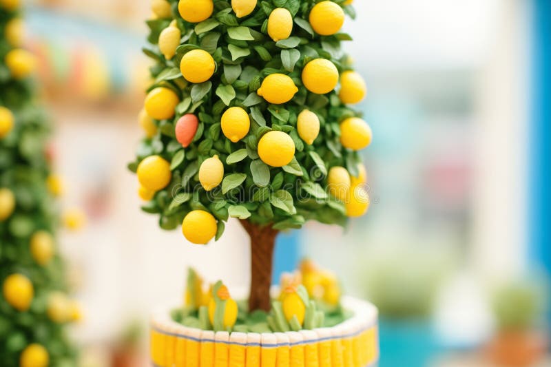 Close-up of an Artificial Lemon Tree Topiary Stock Image - Image of ...