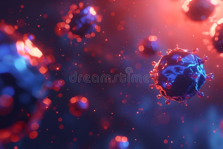 Close-up of Artificial Viruses Under a Microscope. this AI-generated ...