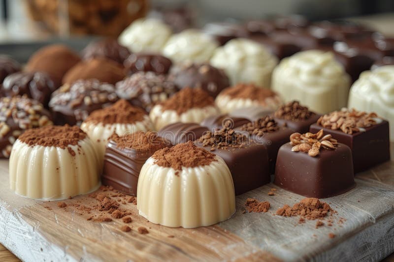 Close-up of Artisanal Handmade Chocolates in a Minimalist Modern ...