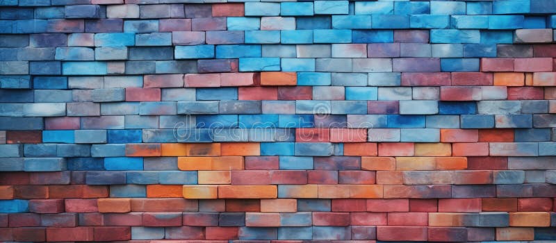 Close Up of an Artistic Brick Wall with Patterns in Electric Blue and ...